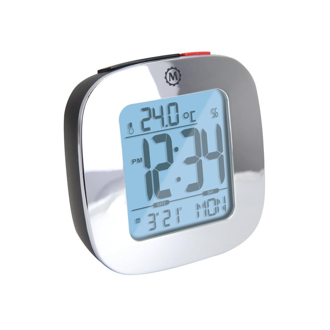 Clock, LCD, Alarm, Mini, Silver (25/50) – Marathon Watch