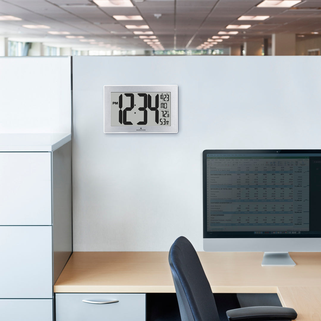 Self-Setting, Self-Adjusting, Wall Clock w/ Stand & 8 Time Zones - Whi ...