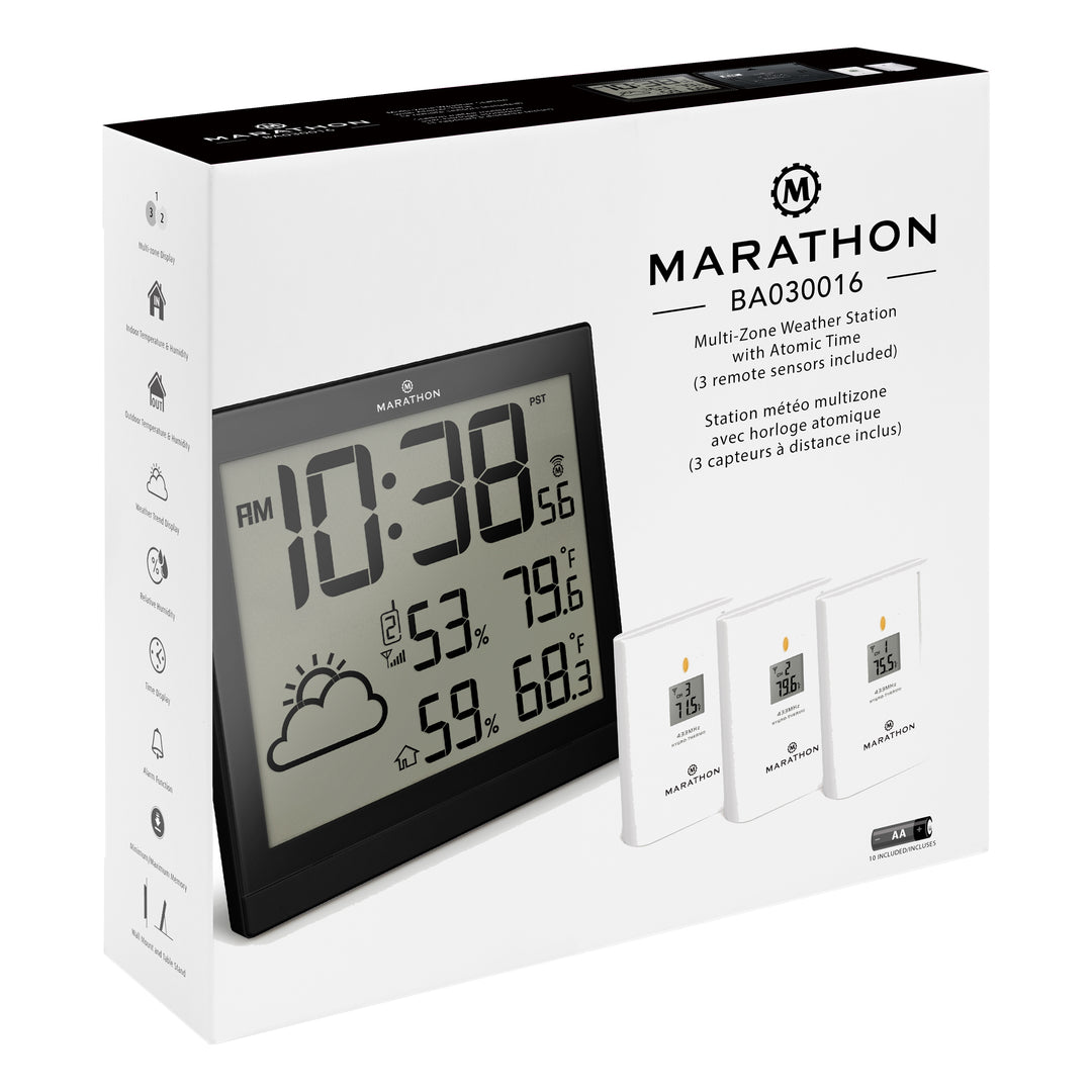 Self-Setting Weather Station and Clock with 3 Remote Sensors – Marathon ...