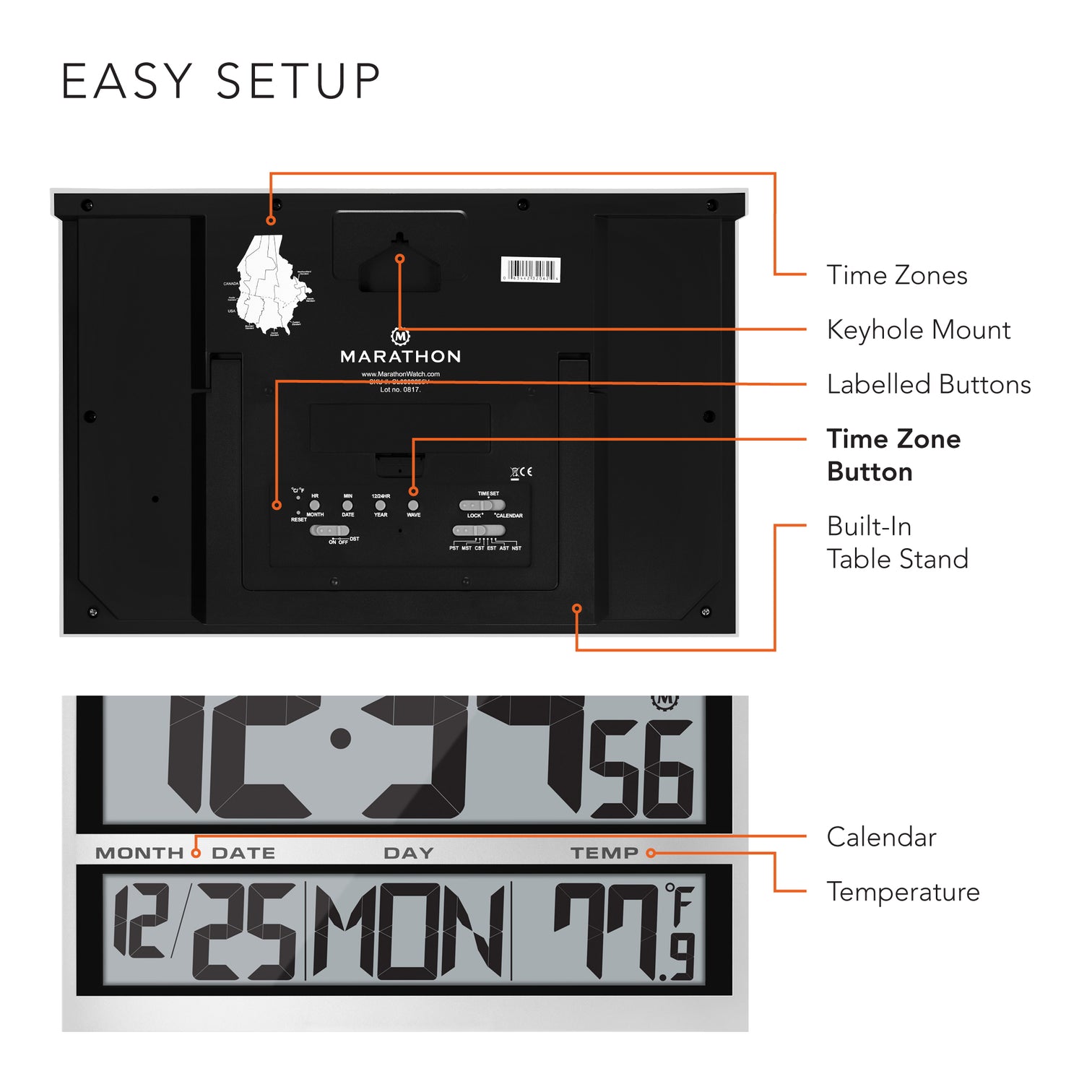 Jumbo Self-Setting Wall Clock – Marathon Watch