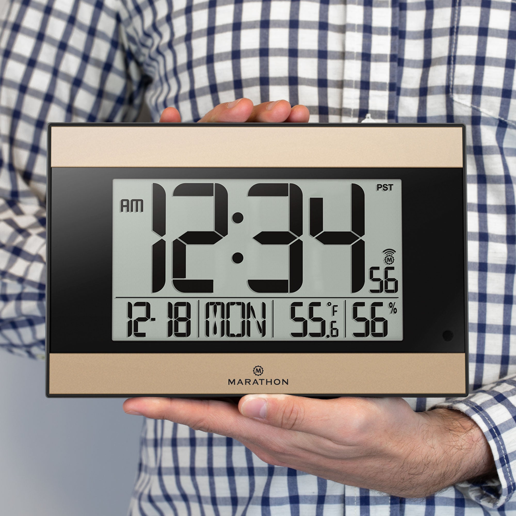 Atomic Digital Wall Clock with Auto Backlight – Marathon Watch