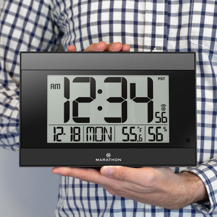 Self-Setting Digital Wall Clock with Auto Backlight – Marathon Watch
