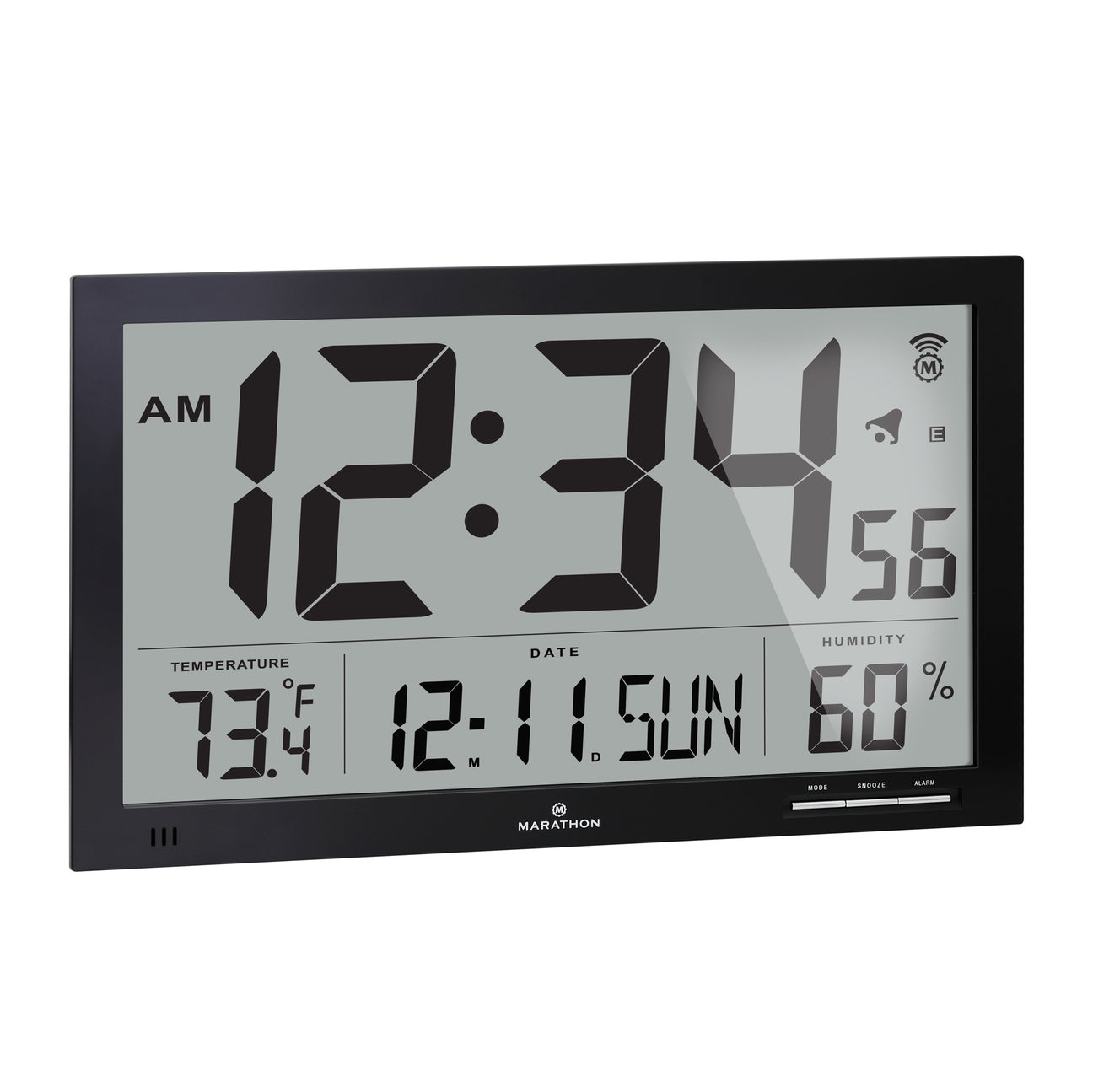 Slim Jumbo Self-Setting Wall Clock with Indoor Temperature & Humidity ...