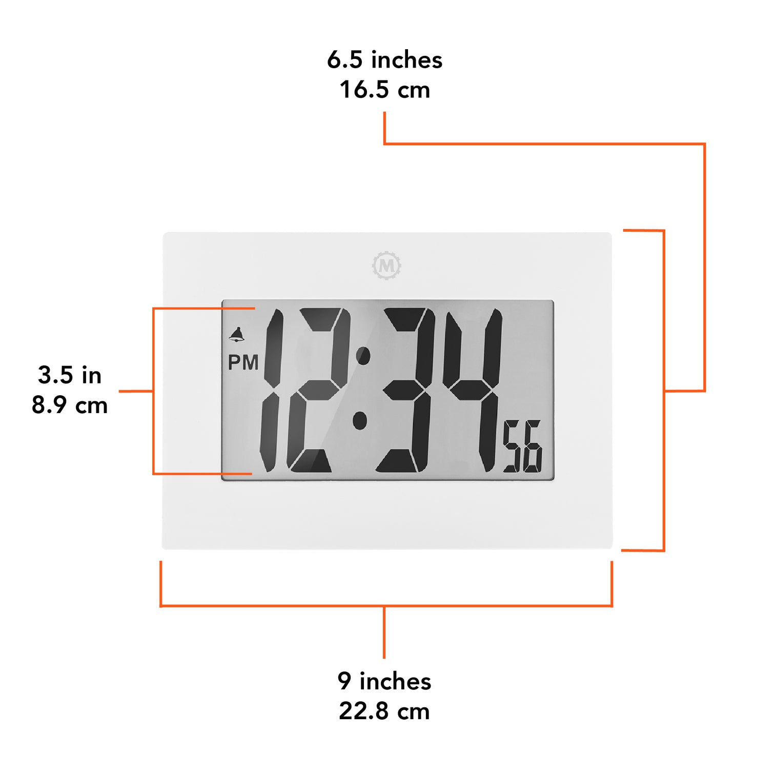Clock, Large LCD display, white color (5/10) – Marathon Watch