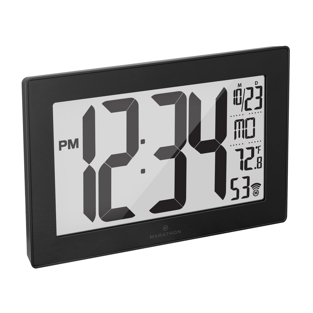 Self-Setting, Self-Adjusting, Wall Clock w/ Stand & 8 Time Zones - Bla ...
