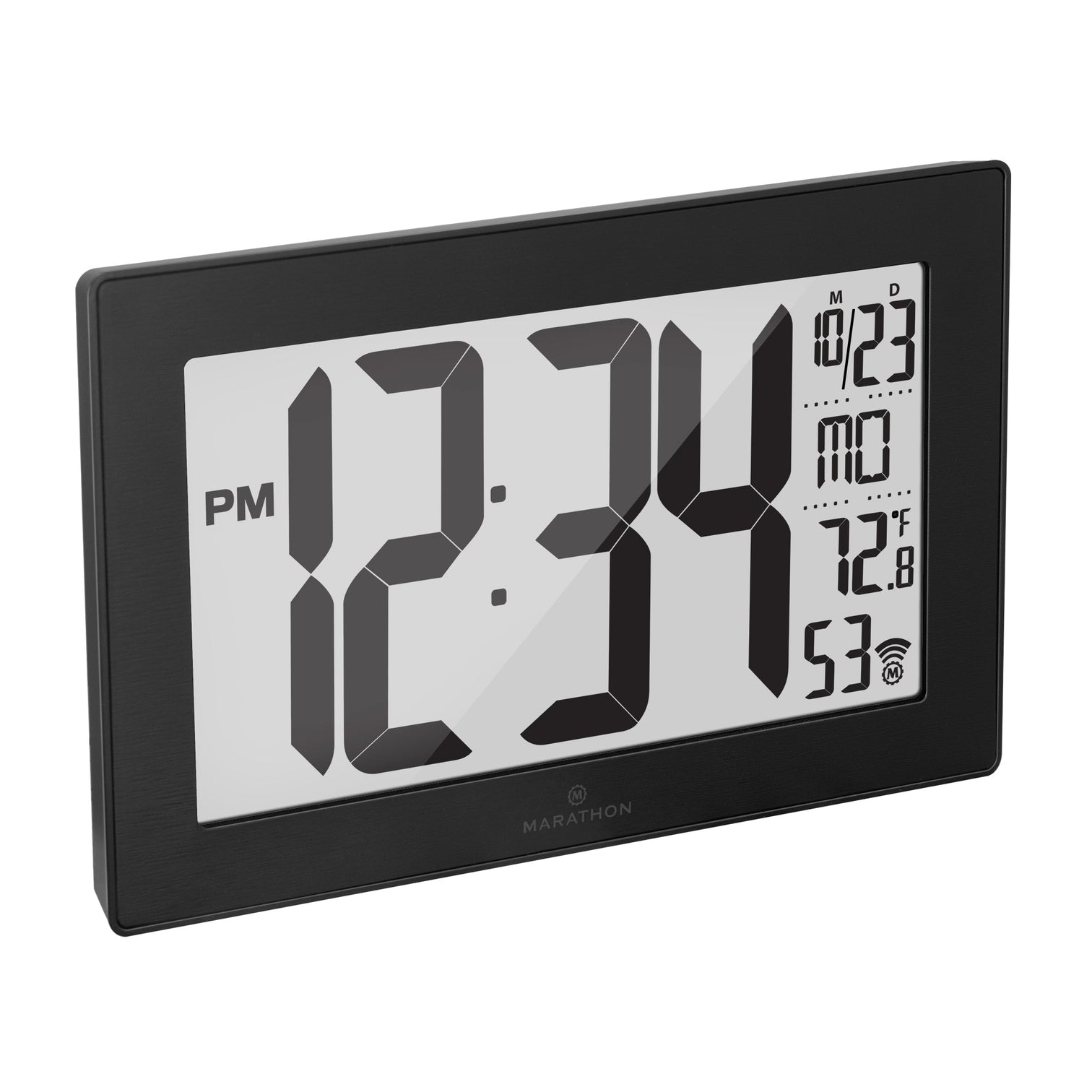 Self-Setting, Self-Adjusting, Wall Clock w/ Stand & 8 Time Zones - Bla ...