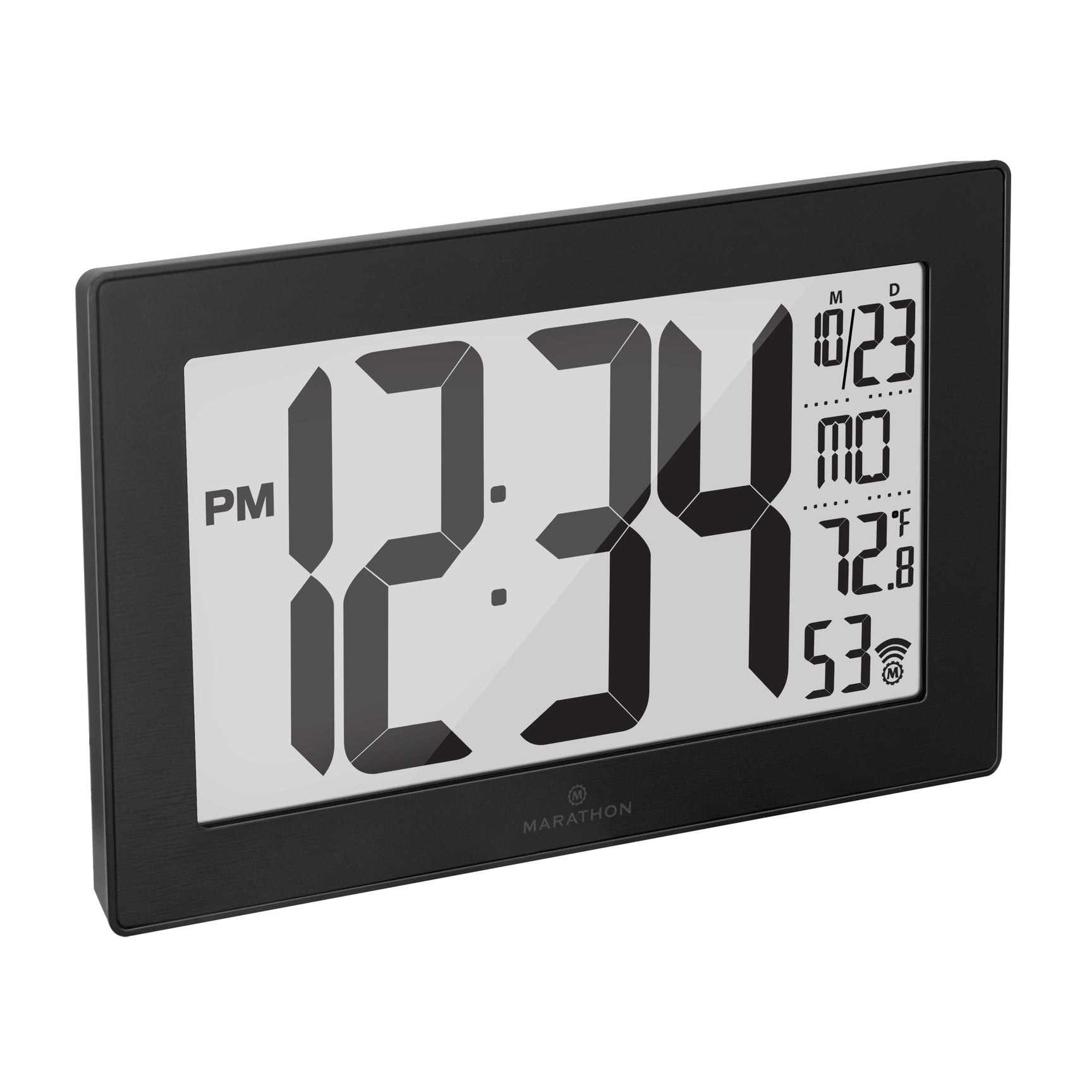 Self-Setting, Self-Adjusting, Wall Clock w/ Stand & 8 Time Zones - Bla ...