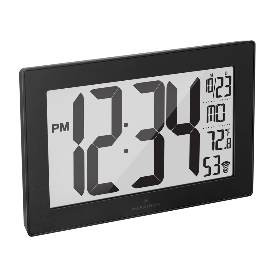 Self-Setting, Self-Adjusting, Wall Clock w/ Stand & 8 Time Zones - Bla ...