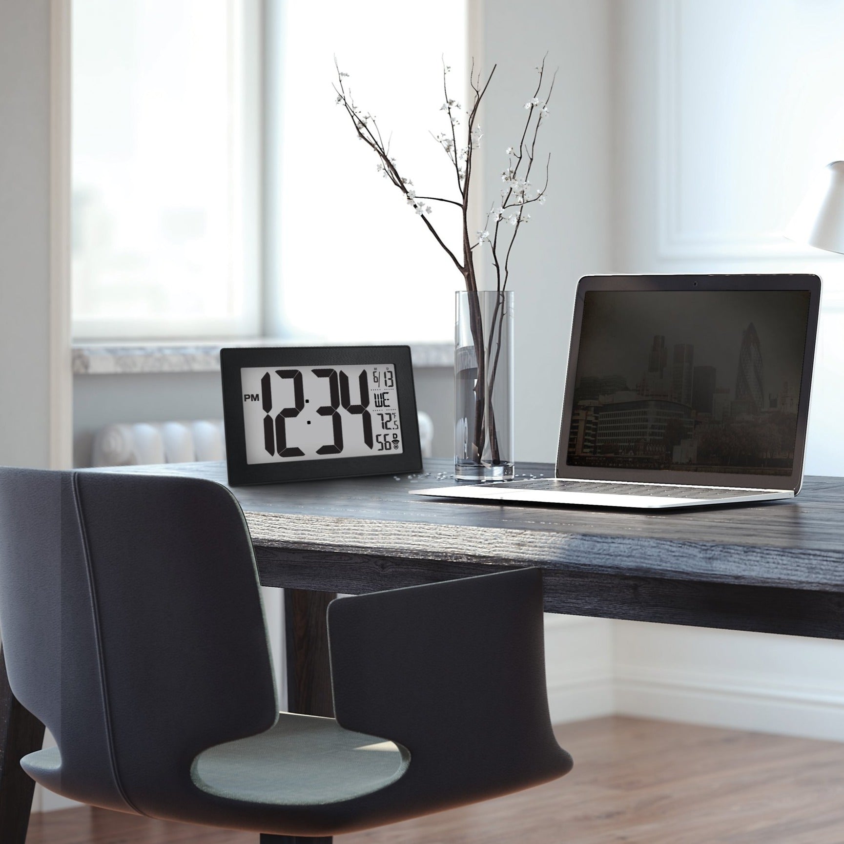 Self-Setting, Self-Adjusting, Wall Clock w/ Stand & 8 Time Zones ...