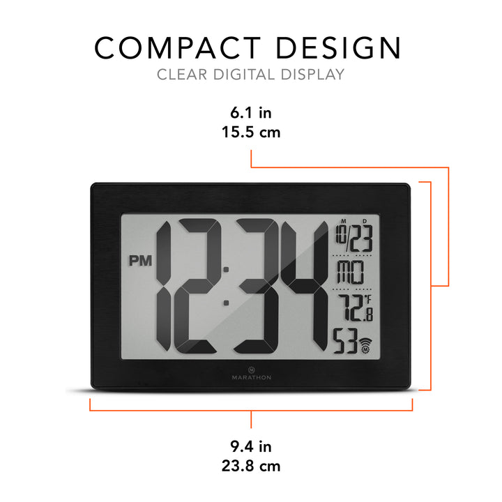 Self-Setting, Self-Adjusting, Wall Clock w/ Stand & 8 Time Zones - Bla ...