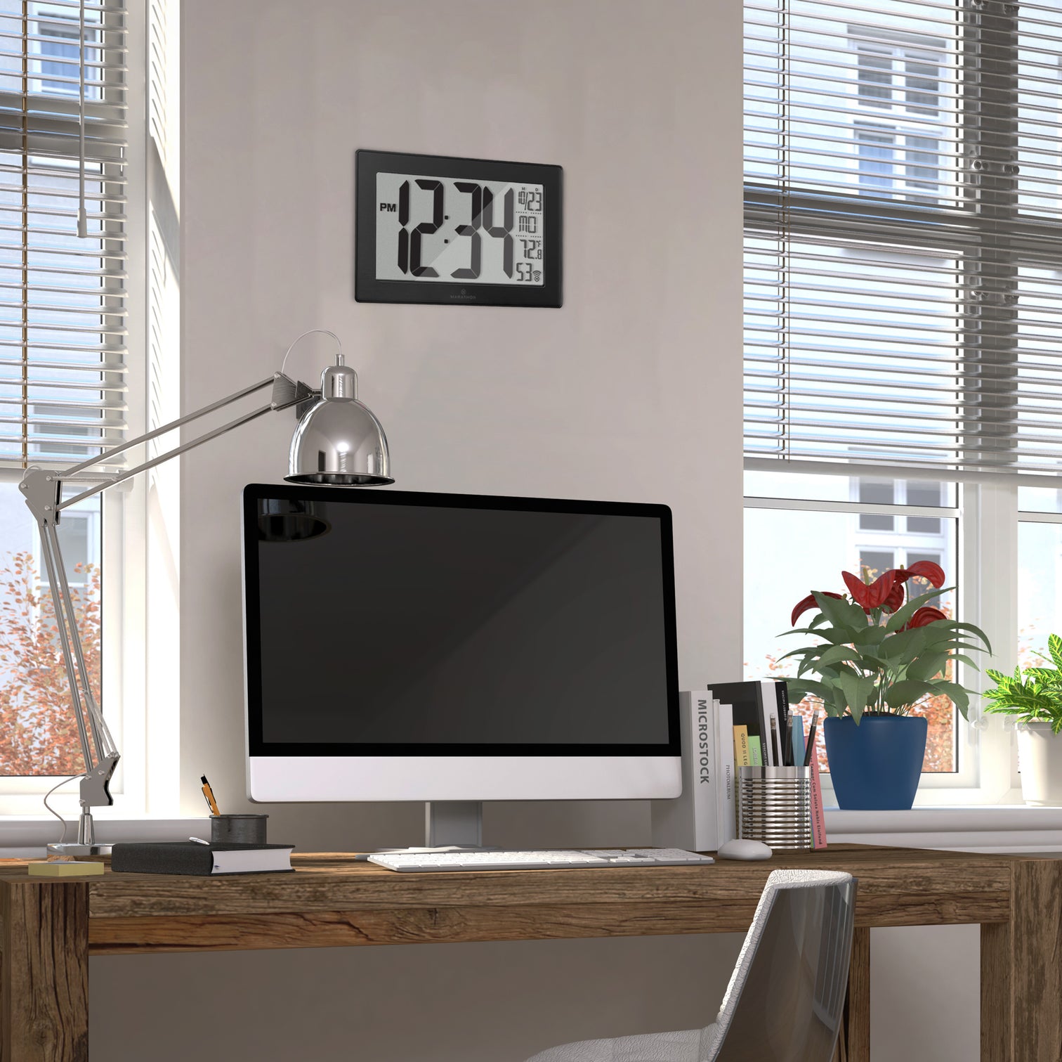 Self-Setting, Self-Adjusting, Wall Clock w/ Stand & 8 Time Zones - Bla ...