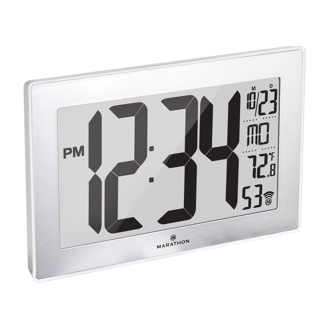 Self-Setting, Self-Adjusting, Wall Clock w/ Stand & 8 Time Zones - Whi ...