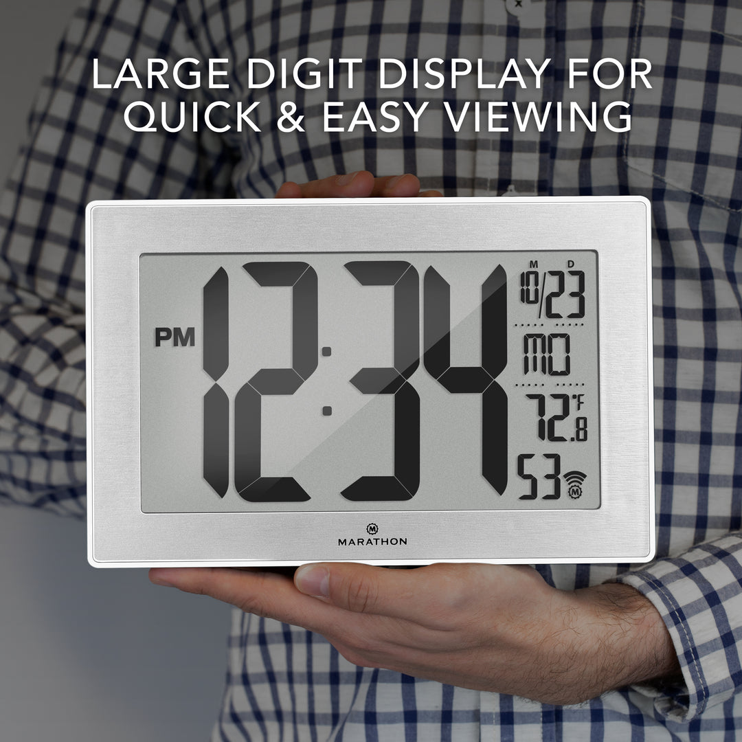 Self-Setting, Self-Adjusting, Wall Clock w/ Stand & 8 Time Zones - Whi ...