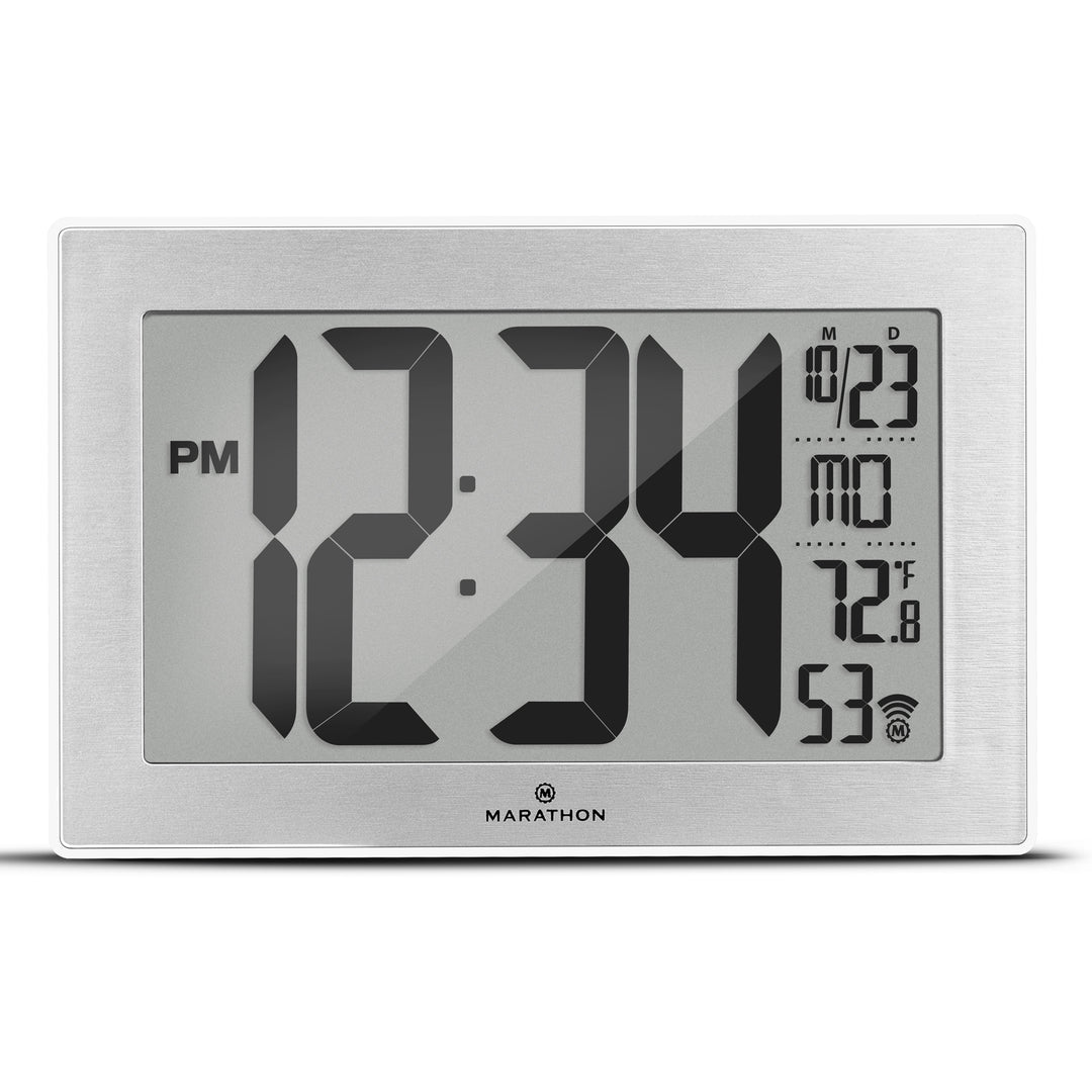 Self-Setting, Self-Adjusting, Wall Clock w/ Stand & 8 Time Zones - Whi ...