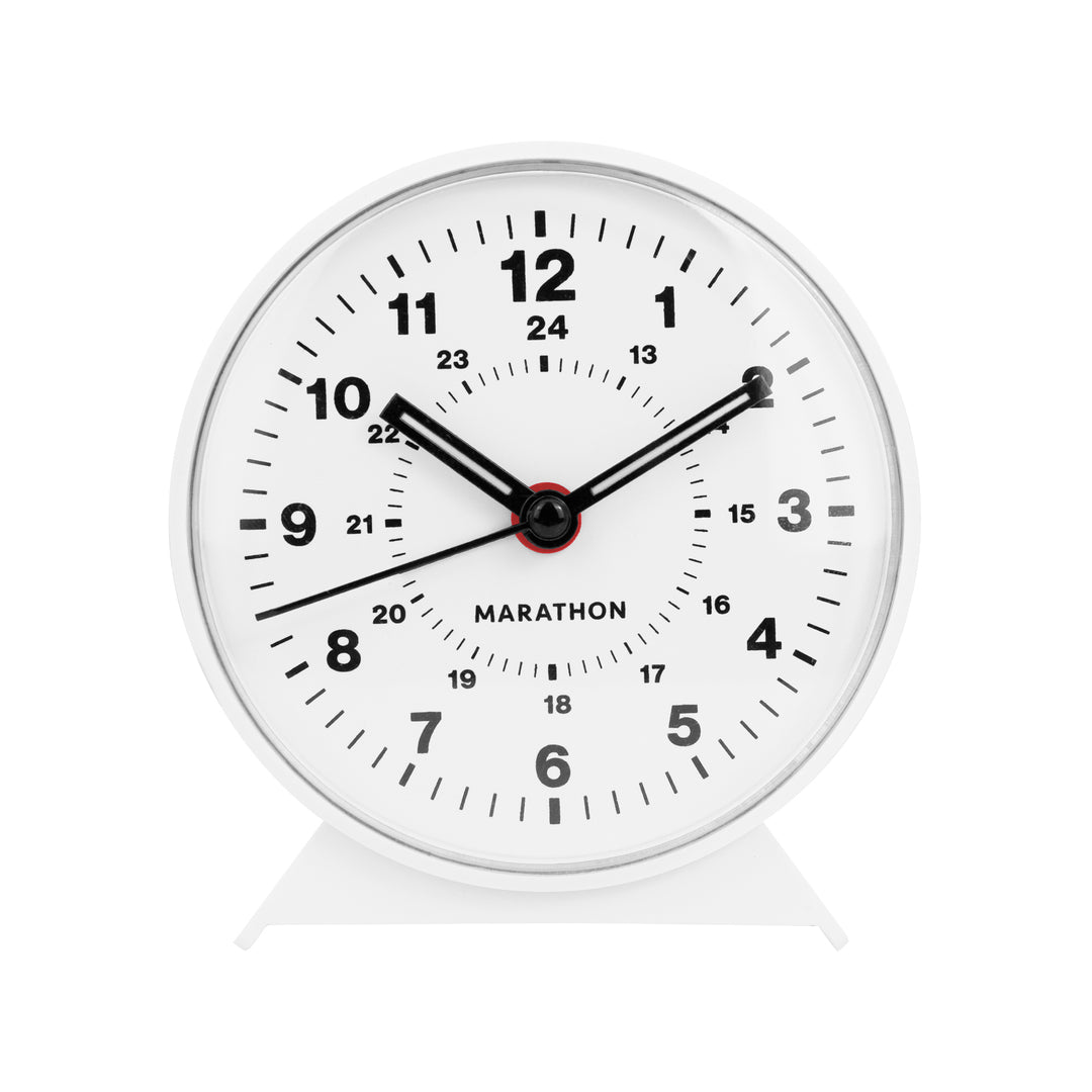 Alarm Clock with Mechanical Wind Up - White – Marathon Watch