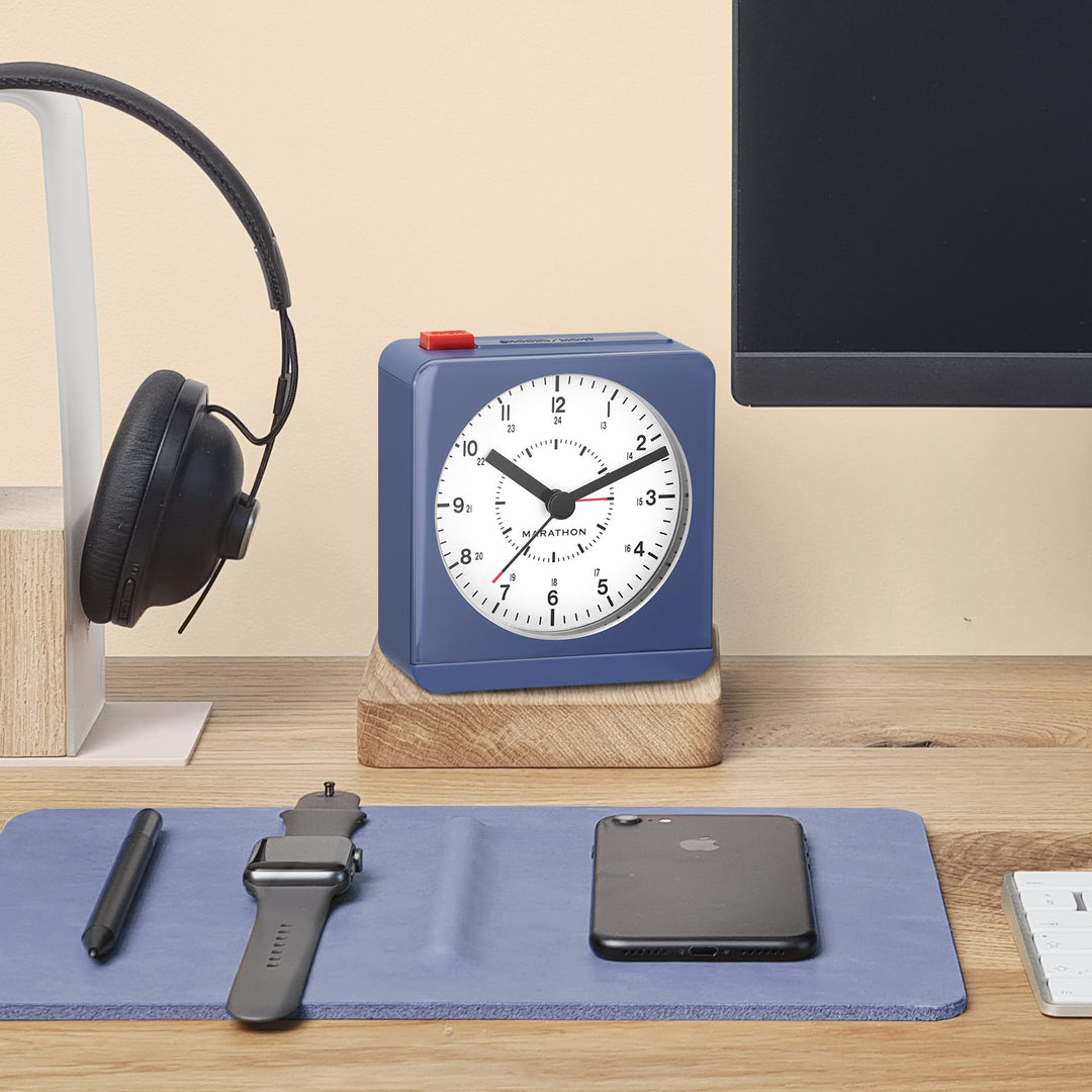 Analog Desk Alarm Clock with Auto Backlight – Marathon Watch