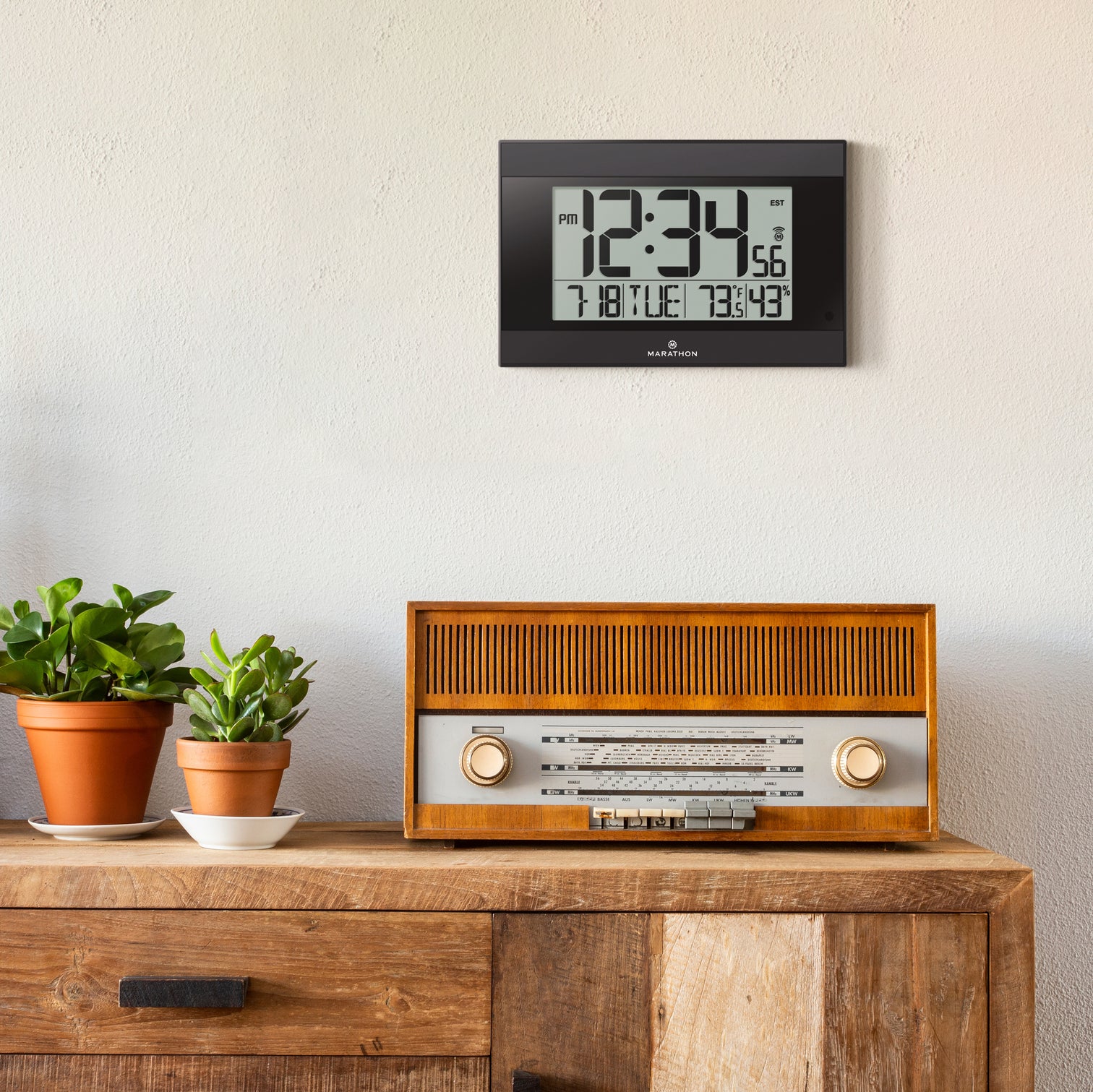 Self-Setting Digital Wall Clock with Auto Backlight – Marathon Watch