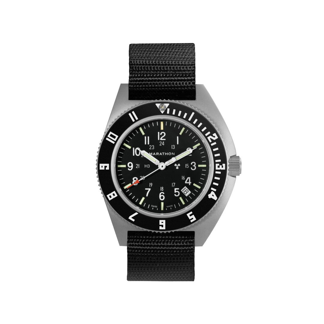 41mm Steel Navigator w/ Date (SSNAV-D) on Ballistic Nylon – Marathon Watch