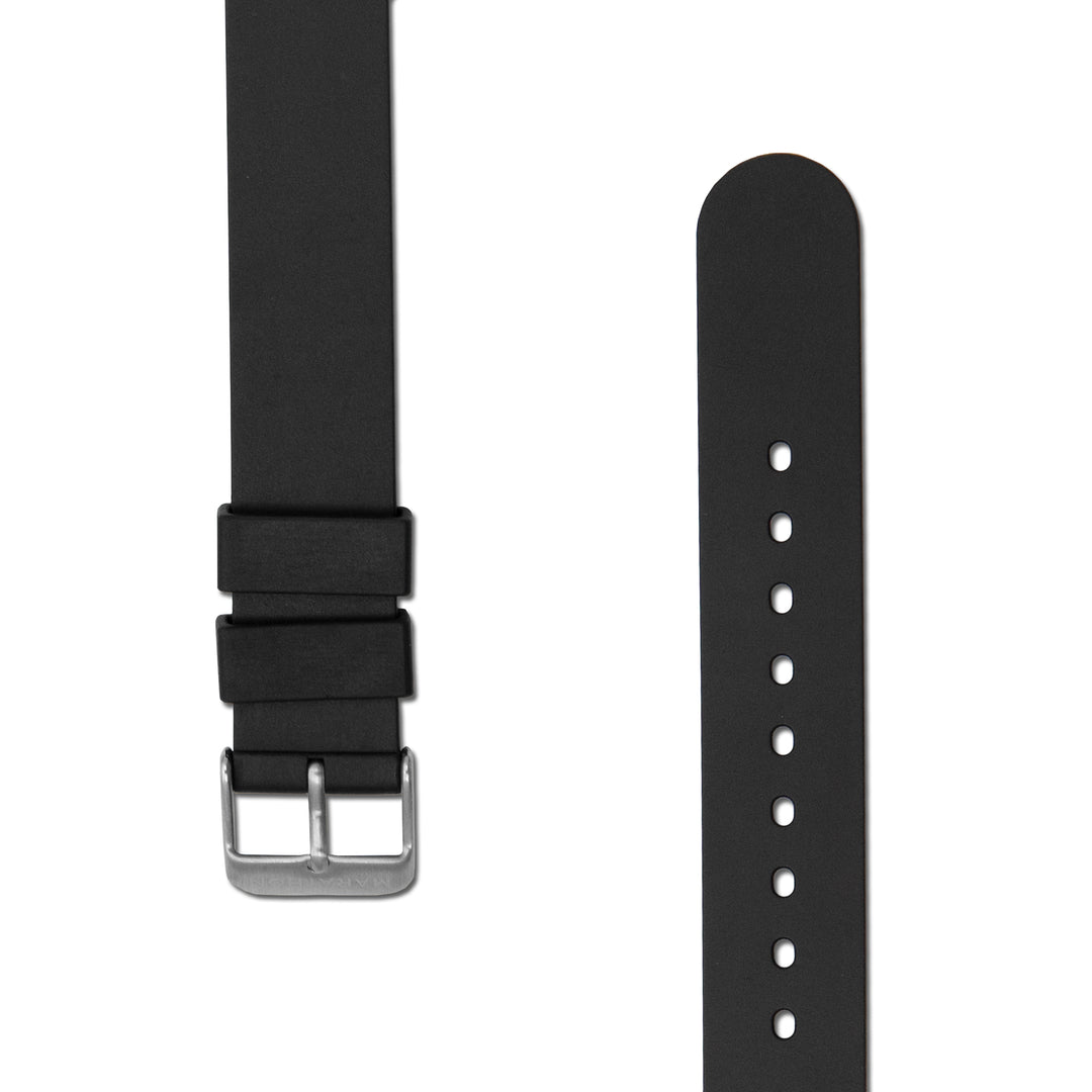 Two-Piece Rubber Dive Strap, Black, 18mm – Marathon Watch
