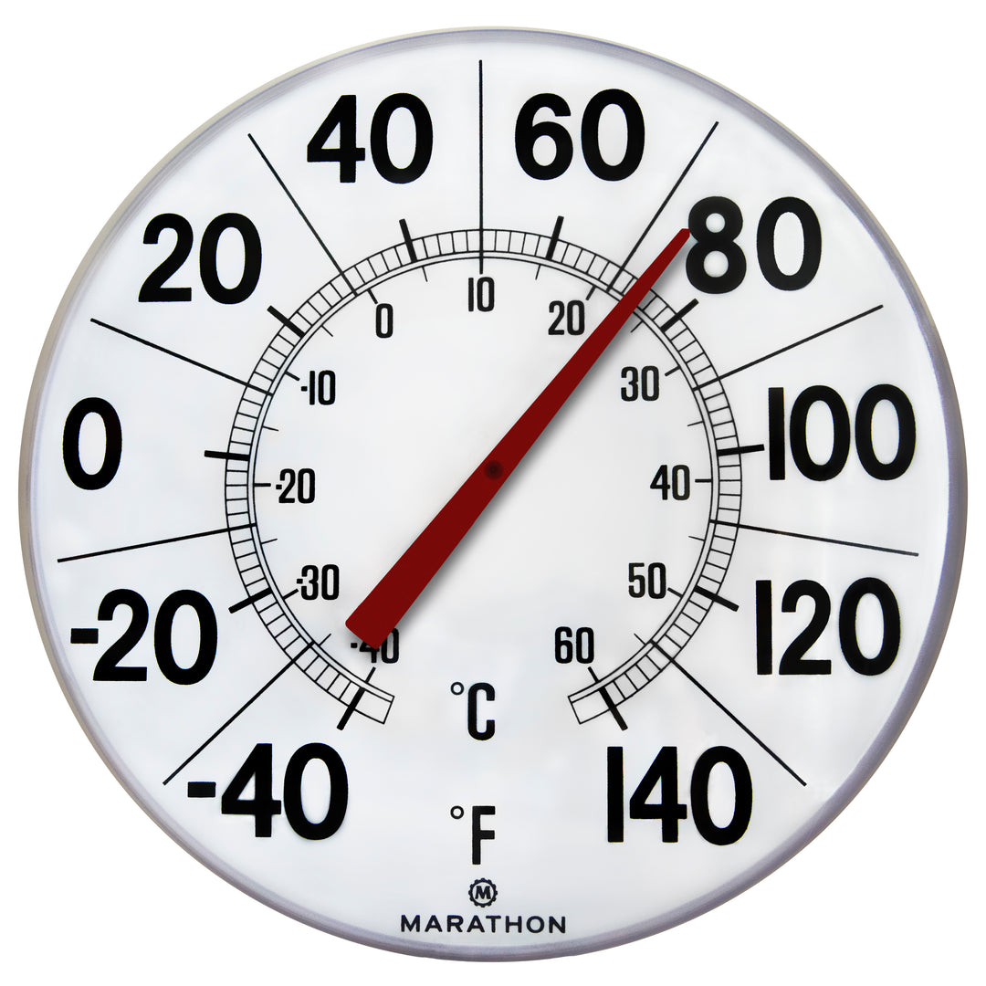12 Inch Indoor/Outdoor Dial Thermometer - Fahrenheit – Marathon Watch
